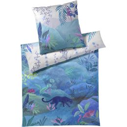 Bettwäsche Elegante "Fairytale", bunt (türkis, grün), B/L: 135cm x 200cm, 1 Stk., 1 Stk., Mako-Satin, B/L: 80cm x 80cm, 2 Stk., Mako-Satin, Obermaterial: 100% Baumwolle, Bettwäsche, angenehmes Hautgefühl