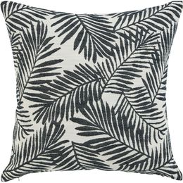 Kissenhülle done. "Black Palm", schwarz (natur, schwarz), B:45cm L:45cm, Baumwolle, Obermaterial: 100% Baumwolle, Kissenbezüge, Kissenhülle vorderseitig jaquardgewebt mit Blattmotiv