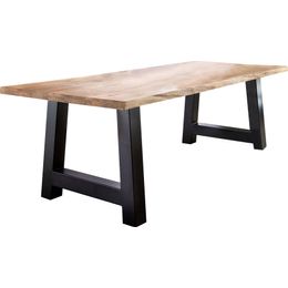Esstisch Home Affaire "Tristan", beige (natur, schwarz, natur), B:280cm H:77cm T:110cm, Tische, mit Baumkante