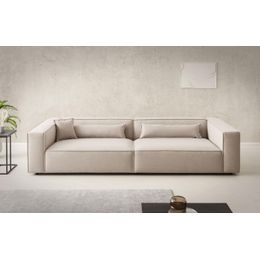 3-Sitzer "PIARA XXL, Sofa mit Kedernaht in Cord, Leinenoptik o. Strukturstoff", beige (hellbeige), B:316cm H:66cm T:136cm, 100% Polyester, LeGer Home by Lena Gercke, Sofas, schwarze F&uuml;&szlig;e, bequemer Sitzkomfort, extra tiefe Sitzfl&auml;che