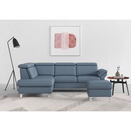 Sit & More Ecksofa SIT & MORE "Arngast L-Form", bunt (graublau), B:245cm H:84cm T:194cm, Sofas, Ecksofa, inklusive Kopfteilverstellung und Federkern, Topseller