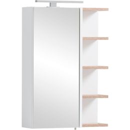 Spiegelschrank Schildmeyer "Balto, Breite 49 cm", weiß (mattweiß), B:49,7cm H:74,4cm T:16cm, FSC-zertifizierter Holzwerkstoff, Schränke, Mit LED-Beleuchtung, Regal beidseitig montierbar