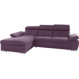 Ecksofa exxpo - SOFA FASHION "Spring, super bequem, mit Armteil- und Kopfteilfunktion, OTTOs Choice", lila (hortensia), B:284cm H:81cm T:181cm, Luxus-Microfaser (100% Polyester);Struktur (100% Polyester);NaturLEDER (echtes Rindsleder) in Sitz und R&uuml;cken. Korpus in passendem Kunstleder SOFTLUX bezogen, Sofas, Ecksofa, L-Form, wahlweise mit Bettfunktion und Bettkasten