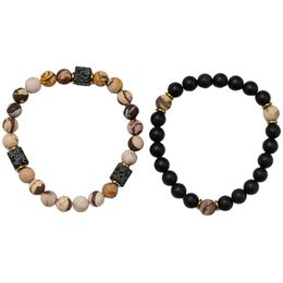 Armband Set Firetti "Multipack Schmuck Geschenk Armschmuck Armketten Edelstein", braun (braun, schwarz, braun, schwarz), Armbänder, 20,5cm, Materialmix, Made in Germany - mit Jaspis, Lavastein, Onyx