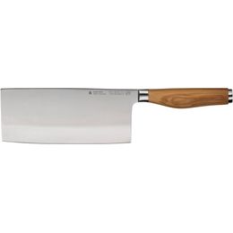 Kochmesser WMF "Grand Wood", braun (edelstahl, braun), Klingenlänge 18,5cm, Spezialklingenstahl, Kochmesser, 18,5 cm, Olivenholzgriff, handgeschmiedeter Spezialklingenstahl