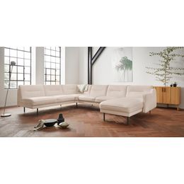 Wohnlandschaft Andas "Nordfyn U-Form", beige (elfenbein), B:323cm H:81cm T:239cm, Luxus-Microfaser Lederoptik (100% Polyester);Struktur weich (100% Polyester);100% NaturLEDER, Sofas, edles Design in 3 Bezugsqualitäten, Design by Morten Georgsen
