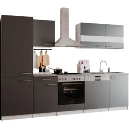 Küchenzeile respekta "Malia", grau (küche: grau, front: grau, korpus: weiß, arbeitsplatte: beton optik), B:280cm H:200cm T:60cm, Komplettküchen-Sets, Breite 280 cm, mit Soft-Close, in exklusiver Konfiguration für OTTO