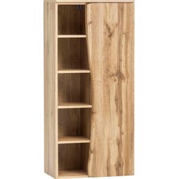 Midischrank Welltime "Stubach", braun (wotaneiche), B:60cm H:130cm T:35cm, MDF, Schränke, Bad-Midischrank, Tür mit Baumkante