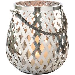 Windlicht Fink "OTIS", silber (silberfarben), H:45cm Ø:45cm, Edelstahl, Glas, Kerzenhalter, Laterne aus Edelstahl und Glas, Höhe ca. 45 cm