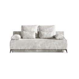 Schlafsofa WERK2 "Indira Samtvelour Boucle Bezug, Breite 206cm, Liegefl&auml;che 202/145cm", silber, B:206cm H:97cm T:98cm, 100% Polyester, Sofas, Schlafsofa, 2-Sitzer Sofa & Schlafcouch mit Bettkasten