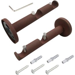 Doppeltr&auml;ger Liedeco, braun (rostbraun), L:12cm &Oslash;:1,6cm, Gardinenstangenhalterungen, f&uuml;r Gardinenstangen &Oslash; 16 mm