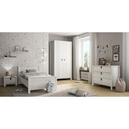 Schlafzimmer-Set GAMI, braun (eiche helvezia gebleicht), ohne Matratze, B/H: 90cm x 200cm, Spanplatte, Schlafzimmerm&ouml;bel-Sets