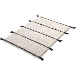 Badematte Kleine Wolke "Travis", beige (natur), H:14mm, Baumwolle, Badematten, Badteppich, gestreift mit Quasten, reine Baumwolle, waschbar