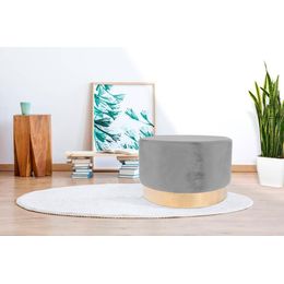 Hocker Kayoom "Nano 510, Hocker in stilvollem Design,weiche Schaumstoff-Sitzfläche", grau, B:55 H:43 T:55, Bezug: 100% Polyester (Samt) Korpus: MDF, Kiefer Sockel: Stahl, Hocker, Golz Akzente, mit pflegeleichtem Stoffbezug, große runde Form