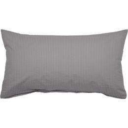Kissenbezug Janine "PIANO 0125", grau (anthrazit), B:80cm L:40cm, Mako-Soft-Seersucker, Seersucker, Kissenbezüge, mit Reißverschluss, Soft-Seersucker, passend zur Bettwäsche