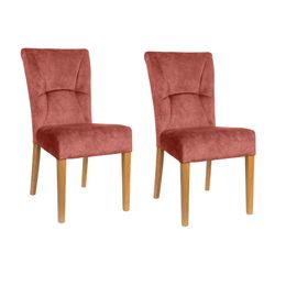 4-Fußstuhl Home Affaire "Henry", rot (amour 5517, eiche natur), B:46cm H:93cm T:64cm, Polyester, Stühle, Sitz und Rücken gepolstert