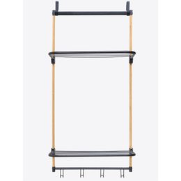 Garderobenhalter HEINE HOME, schwarz (schwarz, natur), B:45,5 H:90 T:29, Bambus, Metall, Garderobenhalter