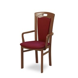 Esszimmerstuhl Home Affaire "FERDI, Armlehnstuhl, Made in Italy, Massivholz", braun (nuss, bordeau, nussbaum), B:55cm H:100cm T:57cm, Massivholz, Stühle, Bezug Feinstruktur (wasser-und fleckabweisend) oder Struktur