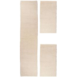 Bettumrandung Theko "Hadj Uni", beige (natur weiß), H:25mm, Obermaterial: 100% Wolle, Bettumrandungen, echter Berber Teppich, reine Wolle, handgeknüpft, Schlafzimmer