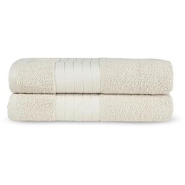 Badetücher Emotion "Uni", beige, B:70cm L:140cm, Frottee, Obermaterial: 100% Baumwolle, Handtücher, Baumwolle,Walkfrottee, Bordüre, 500 GSM, Einfarbig, ohne Aufhängung