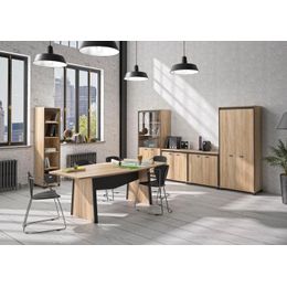 Aktenschrank GAMI "MAMBO", braun (eiche sonoma), B:80cm H:187cm T:46cm, Spanplatte, Schränke, 2 Holztüren, 2 Glastüren