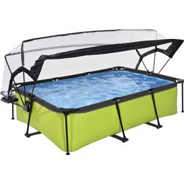 Framepool EXIT, grün, B:150cm H:65cm L:220cm, Schwimmbecken, BxLxH: 150x220x65 cm, mit Kartuschenfilter und Abdeckung