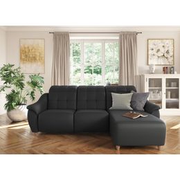 Ecksofa Home Affaire "Boston L-Form", schwarz, B:254cm T:170cm, Struktur (100% Polyester);Luxus-Microfaser Florence (100% Polyester);Chenille (100% Polyester);NaturLEDER (reines Rindsleder), Sofas, Ecksofa, Kopfteilverstellung an jeder Sitzfl&auml;che, wahlweise Relaxfunktion
