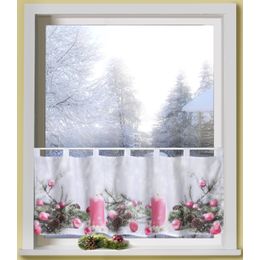 Weckbrodt-Gardinen Scheibengardine WECKBRODT "Rosa Kerzen" Gr. 1, bunt (multi), B:120cm H:45cm, Microfaser, Polyester, Gardinen, Bistro, Microsatin, Weihnachten, HxB 45x120cm, Gardine, Store