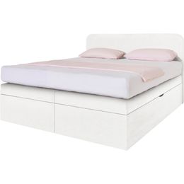 Boxspringbett, weiß, B:145cm L:212cm, Box und Kopfteil: Microvelours (100% Polyester) oder Kunstleder (Polyurethan);Bezug der Obermatratze: 100% Polyester, Westfalia Schlafkomfort, Komplettbetten, Boxspringbett, wahlweise mit Bettkasten
