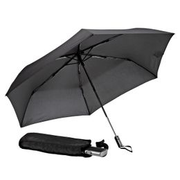 Taschenregenschirm Euroschirm "Automatik 3224, schwarz", Damen, schwarz, Bezug: 100% Polyester, uni, Regenschirme, besonders leicht, extra flach, mit Automatik