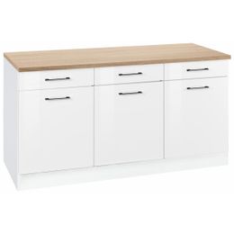 Unterschrank KOCHSTATION "KS-Haiti", weiß (weiß hochglanz), B:150cm H:85cm T:60cm, Schränke, Breite 150 cm