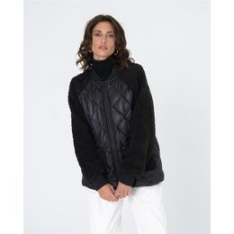 Steppjacke FRESHLIONS "Julia", Damen, Gr. M, schwarz, 100% Polyester, lang, Jacken, mit aufgesetzten Taschen