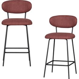 Barhocker Woood "Kjeld", rot (rouge), B:46 H:93 T:52, Hocker, gepolstert mit gewebtem Stoff, Höhe 93 cm