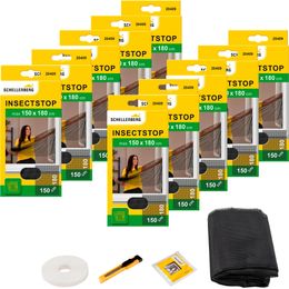 Fliegengitter-Gewebe Schellenberg "Insektenschutz und Mückenschutz für Fenster ohne bohren", grau (rahmen: grau gewebe: anthrazit), B:150cm H:180cm, Insektenschutzgitter, inkl. Befestigungsband, 150 x 180 cm, anthrazit und weiß