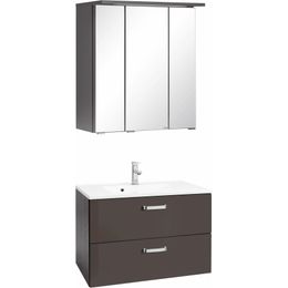 Badmöbel-Set Welltime "Ravenna", grau (grafit), Kastenmöbel-Sets, mit Soft-Close Funktion