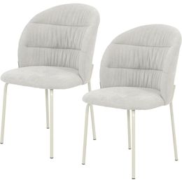 4-Fußstuhl Tom Tailor HOME "LEAF CHAIR", weiß (sunny sand, off, weiß, off, weiß), B:51cm H:83cm T:59cm, Metall, Stoff, Stühle, 4-Fußgestell, Raffung in der Rückenlehne