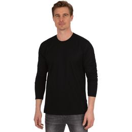 T-Shirt TRIGEMA "TRIGEMA Langarmshirt aus 100% Baumwolle", Herren, Gr. L, schwarz, 100% Baumwolle, Basic, Shirts