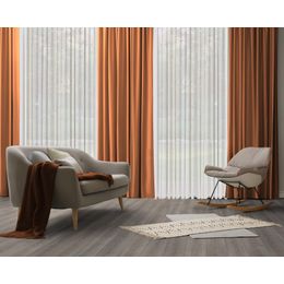 Vorhang WIRTH "Dim out" Gr. 1, orange (terra), B:142cm H:145cm, Jacquard, Polyester, Gardinen
