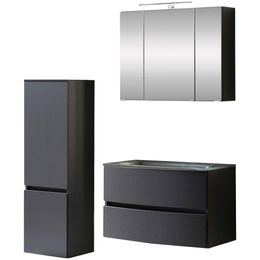 Badezimmer-Set Welltime "Kaunas", grau (matt grau, grau), B:120cm H:200cm T:49cm, Kastenmöbel-Sets, bestehend aus Waschtisch-Set mit Midischrank, Breite 120 cm