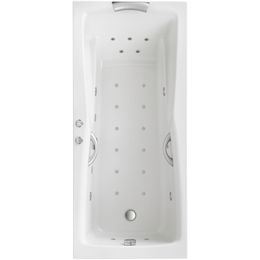 Whirlpool-Badewanne Ottofond "Atlanta", weiß, B:75cm L:170cm, Sanitäracryl, Badewannen, 170x75 cm, inkl. 1 Nackenstütze und 2 Griffe in silbermatt