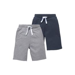 Sweatshorts Kidsworld "2er Pack Sweatbermudas in Must-have Farben", Jungen, Gr. 176/182, N-Gr, blau (marine, graumeliert), Sweatware, Obermaterial: 100% Baumwolle. Obermaterial Melange: 85% Baumwolle, 15% Viskose, unifarben, Hosen Sweatshorts, in bequemer Sweatware