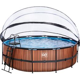 Framepool EXIT "inkl. multifunktionaler Poolabdeckung & Wärmepumpe", braun, H:122cm Ø:450cm, Schwimmbecken, ØxH: 450x122 cm, mit Sandfilteranlage und Sicherheitsleiter