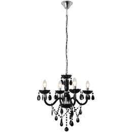 Salesfever Kronleuchter "Matteo", schwarz, 4, Ø 52cm H: 120cm, Leuchten, 4 Flammen aus Acryl-Glas