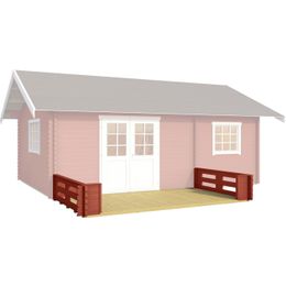 Terrasse Lasita Maja "CAROLINE", rot (schwedenrot), B:365 H:57 T:200, Holzwerkstoff, Gartenhaus-Terrassen, inkl. Fußbodenbretter zum Verlegen