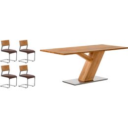 Essgruppe Home Affaire "0", braun (eiche, braun,), B:160cm, Sitzmöbel-Sets, bestehend aus dem Tisch »Ranger« und den Stühlen »Aurea«