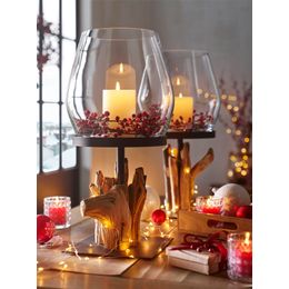 Windlicht HEINE HOME, braun (braun, natur), B:23cm H:48cm T:23cm, Kerzenhalter, Geschenkartikel Windlicht Kerzenhalter