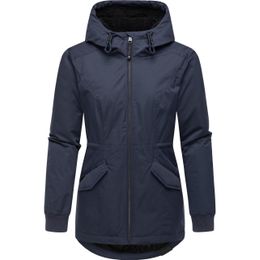 Winterjacke Ragwear "Dowey Warm Rain", Damen, Gr. L (40), blau (navy), Obermaterial: 100% Polyester, Innenfutter: 100% Polyester, Wattierung: 100% Polyester, Basic, figurumspielend Po-bedeckend, hoch geschlossener Ausschnitt, eng Rippbündchen, Jacken, Wasserdichte Damen Jacke für den Winter