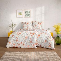 Bettwäsche Estella "Elysia", rot (mohn), B/L: 135cm x 200cm, Batist, B/L: 80cm x 80cm, 2 Stk., Batist, Obermaterial: 100% Baumwolle, Bettwäsche