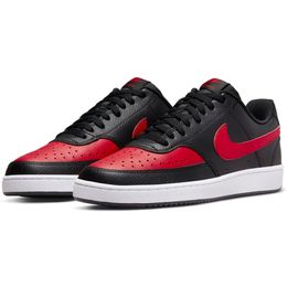 Sneaker Nike Sportswear "COURT VISION LOW", Gr. 46, bunt (schwarz, university, rot, weiß), Leder, Synthetik, Schuhe, Design auf den Spuren des Air Force 1