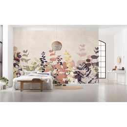 Fototapete Komar "Digitaldruck Vlies - Foggy Shrub - Größe 400 x 250 cm", blau (pastell), Rollen:, Vlies, Tapeten, Wohnzimmer, Schlafzimmer